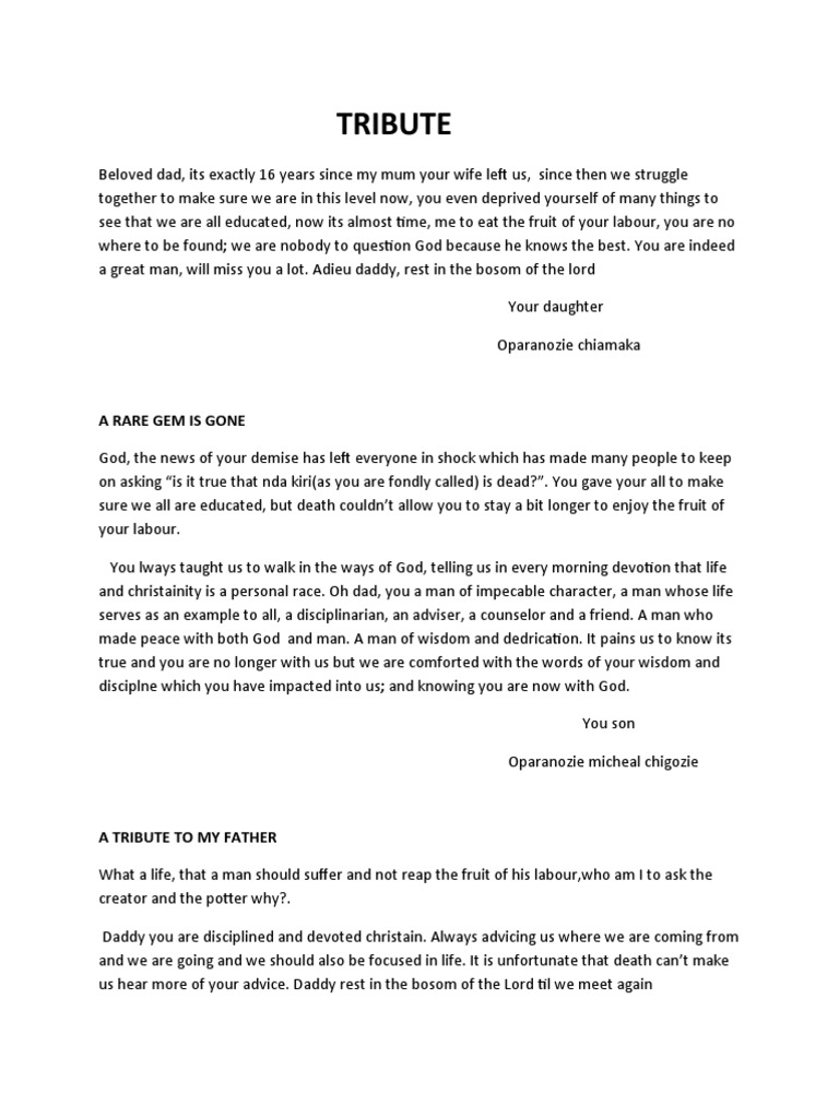 Tributes Pdf