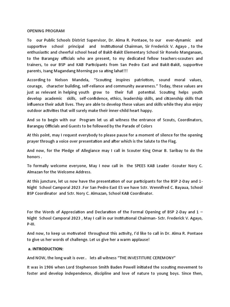 Investiture Ceremony | PDF | Scouting