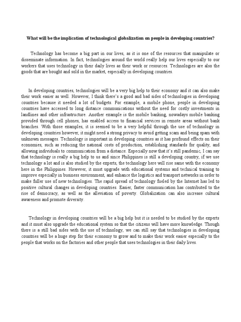 Globalization of Technology | PDF | Developing Country | Globalization