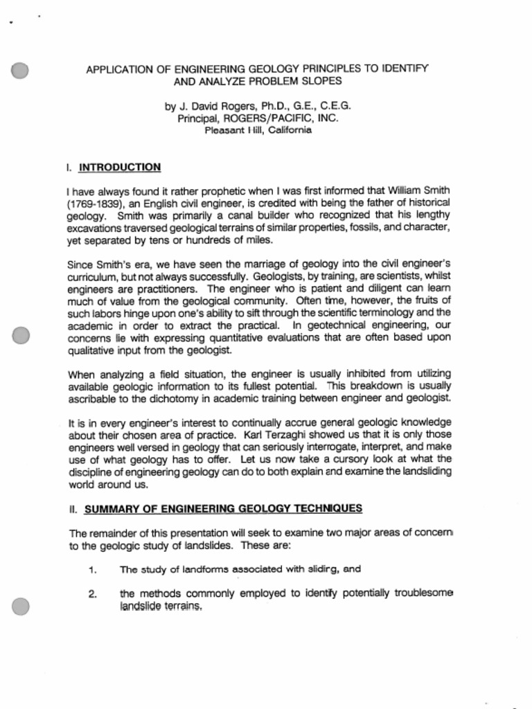 Application Engineering Geology Principles Identify-Analyze Slopes-1990 | PDF