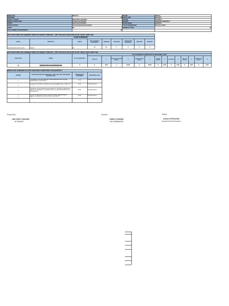 AF1-Class-Summary-ESP 9 3RD QUARTER 9 TINDALO ONLY | PDF