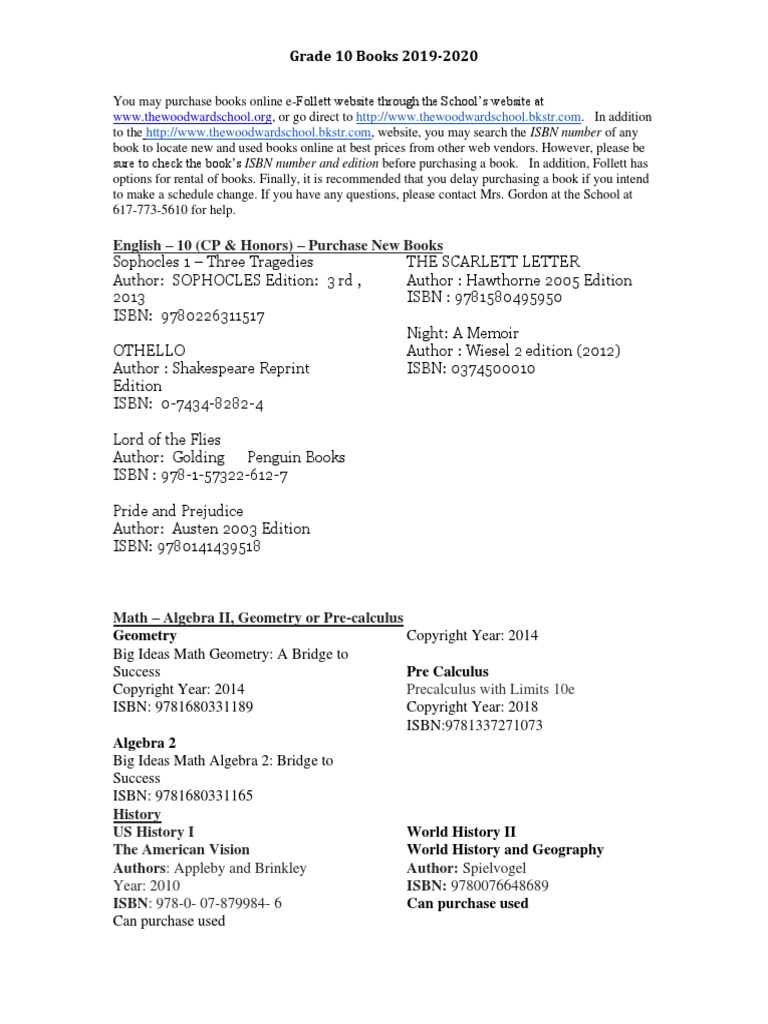 Grade 10 Books 2019-2020 | PDF