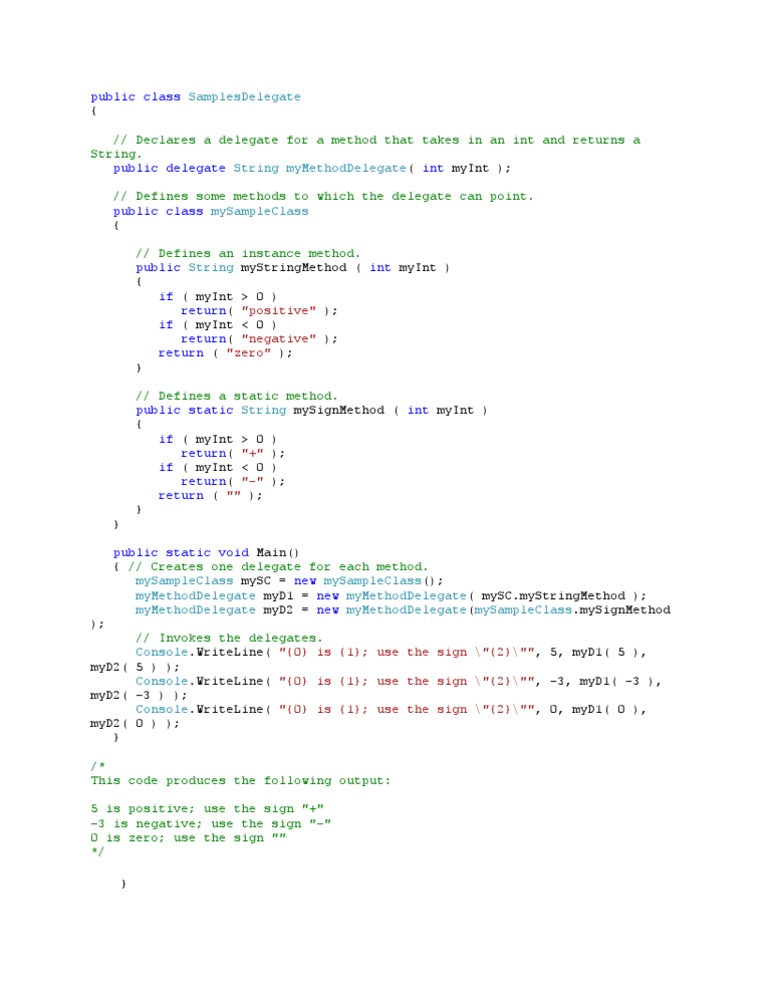 Delegate Example | PDF