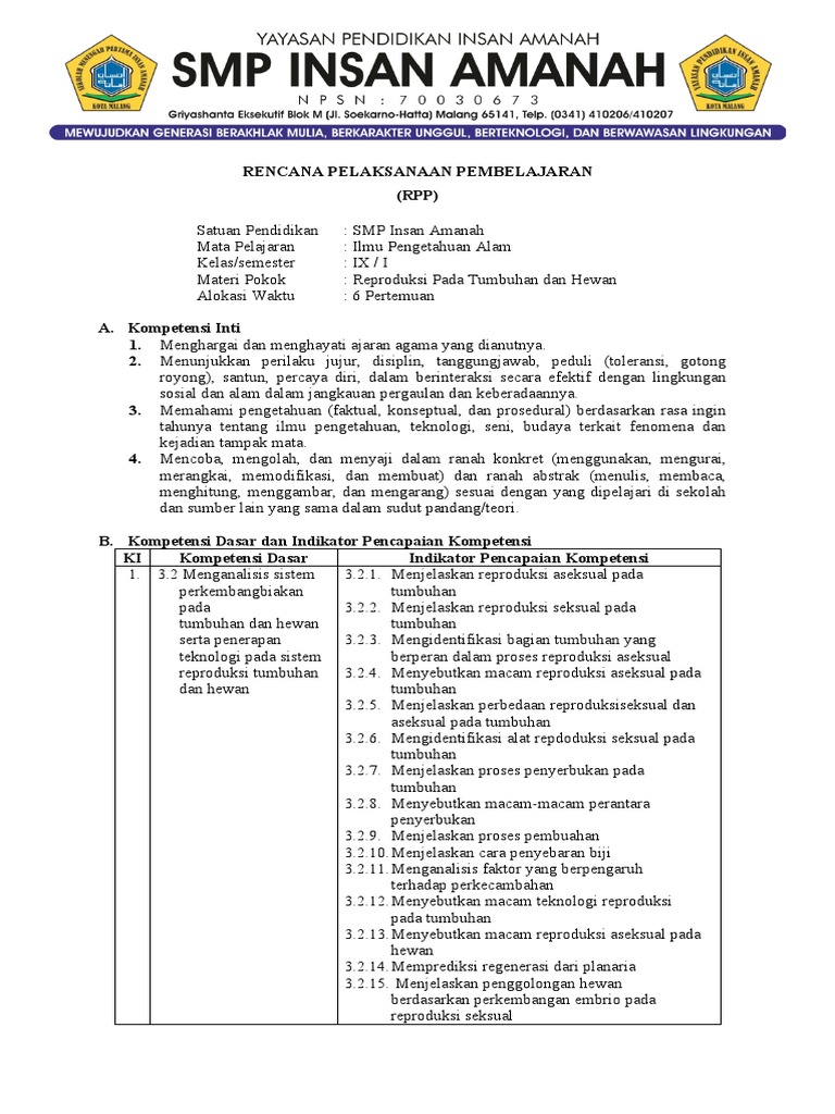 RPP Ipa-Bagian Bunga - Penyerbukan | PDF