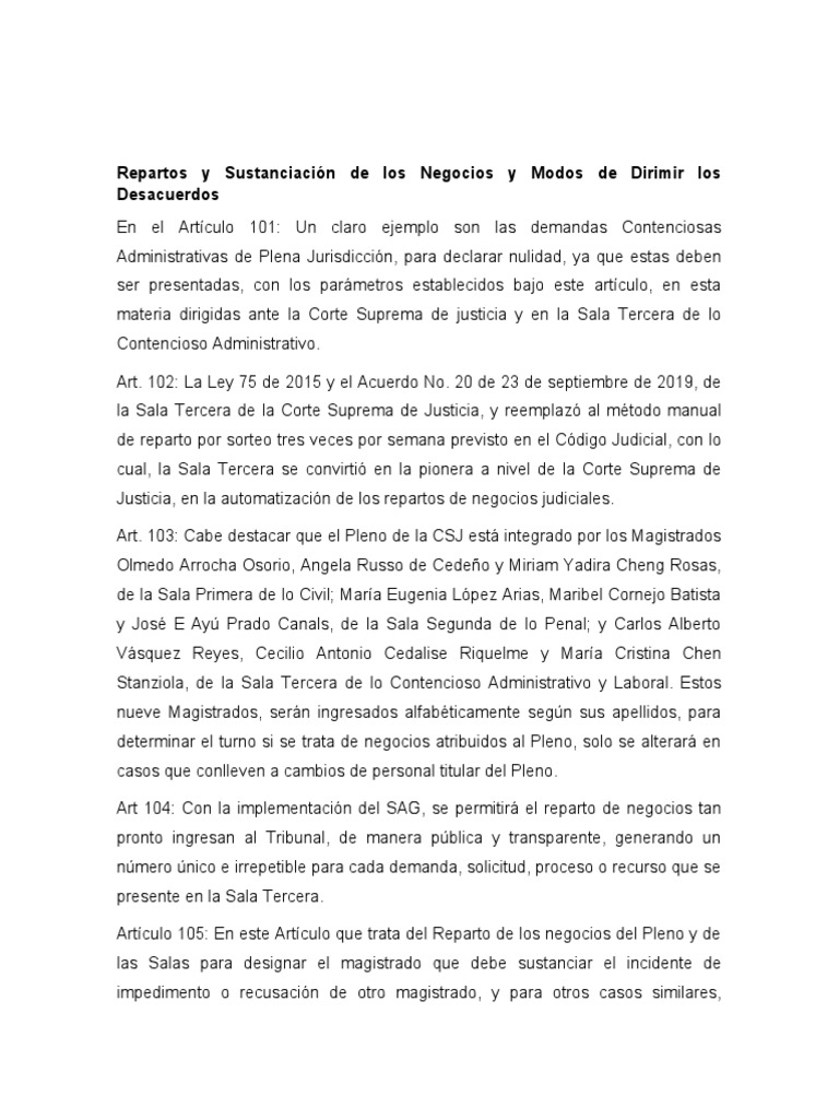 Repartos y Sustanciación de Los Negocios y Modos de Dirimir Los ...