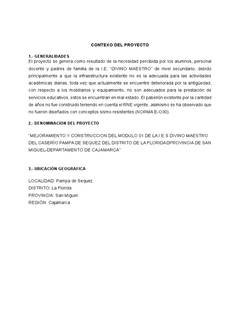 Contexo Del Proyecto | PDF | Fundación (Ingeniería) | Hormigón