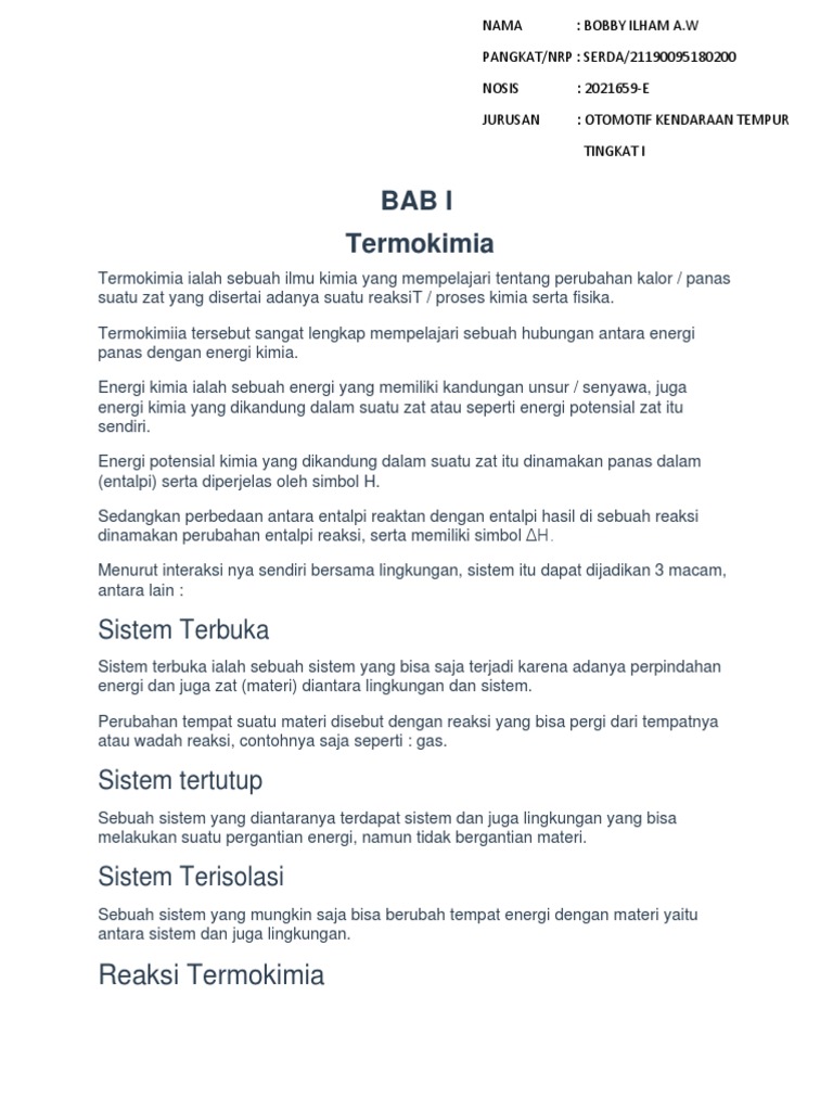 Rangkuman Termokimia Bobby | PDF