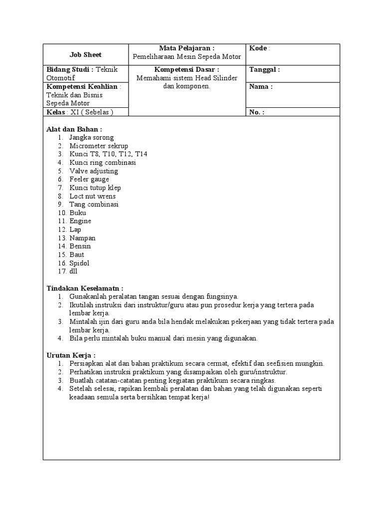 Job Sheet ( TRANSMISI OTOMATIS ) | PDF