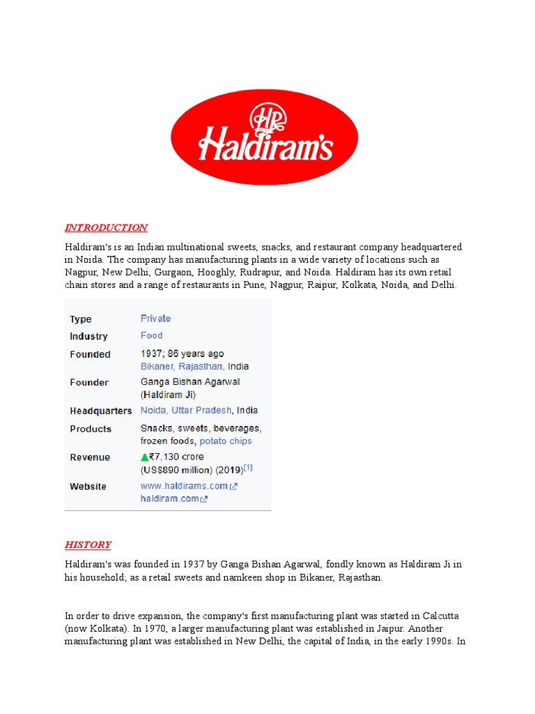 Haldiram | PDF | Foods | Convenience Food
