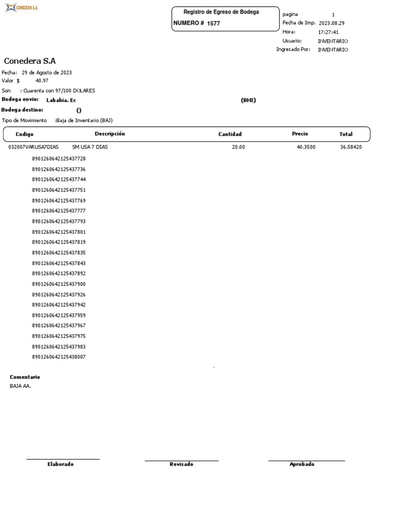 Conedera S.A: 1577 Numero # | PDF