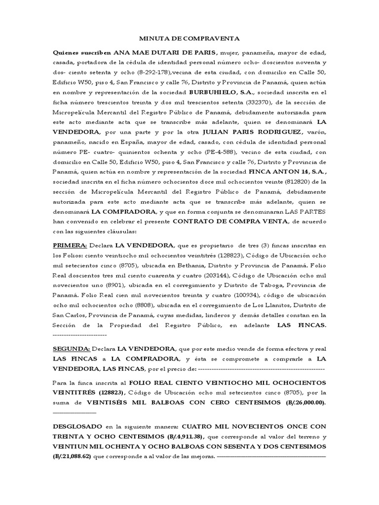 Modelo de Contrato de Compra Venta | PDF