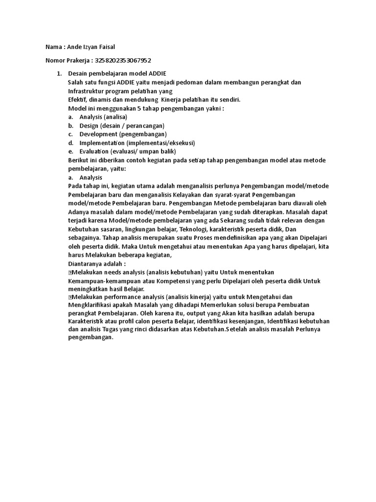TPM 3 Membuat Desain Pembelajaran Berdasarkan Model - Ande Izyan Faisal | PDF