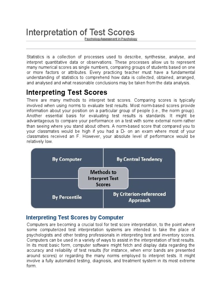 Report On Interpretation of Test Scores | PDF | Mean | Statistics