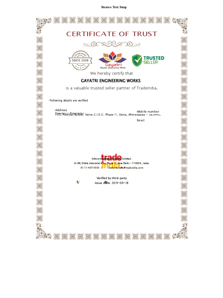 Business Trust Stamp - TOPALL IMPEX | PDF