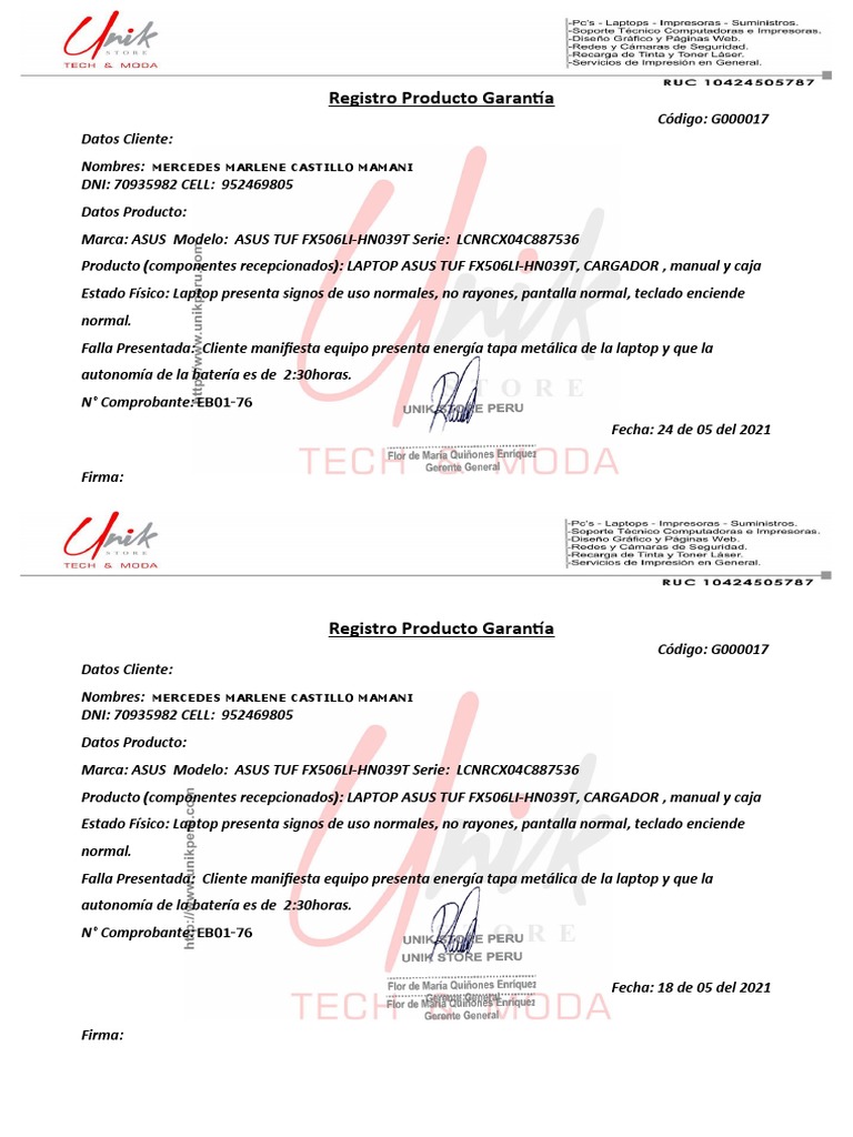 Garantía - Asus | PDF