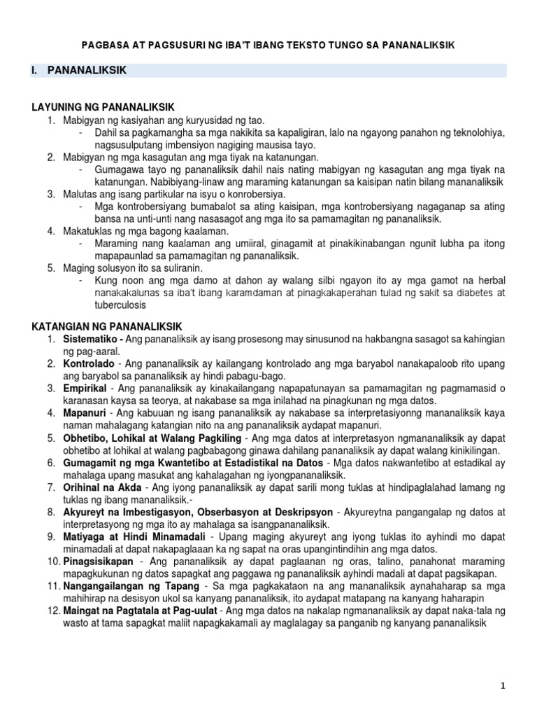 PAGBASA 4th Quarter | PDF