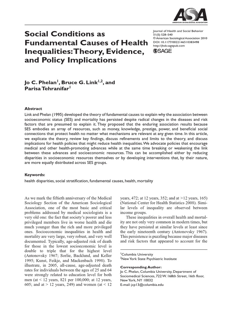 Phelan Et Al. - 2010 - Social Conditions As Fundamental Causes of ...