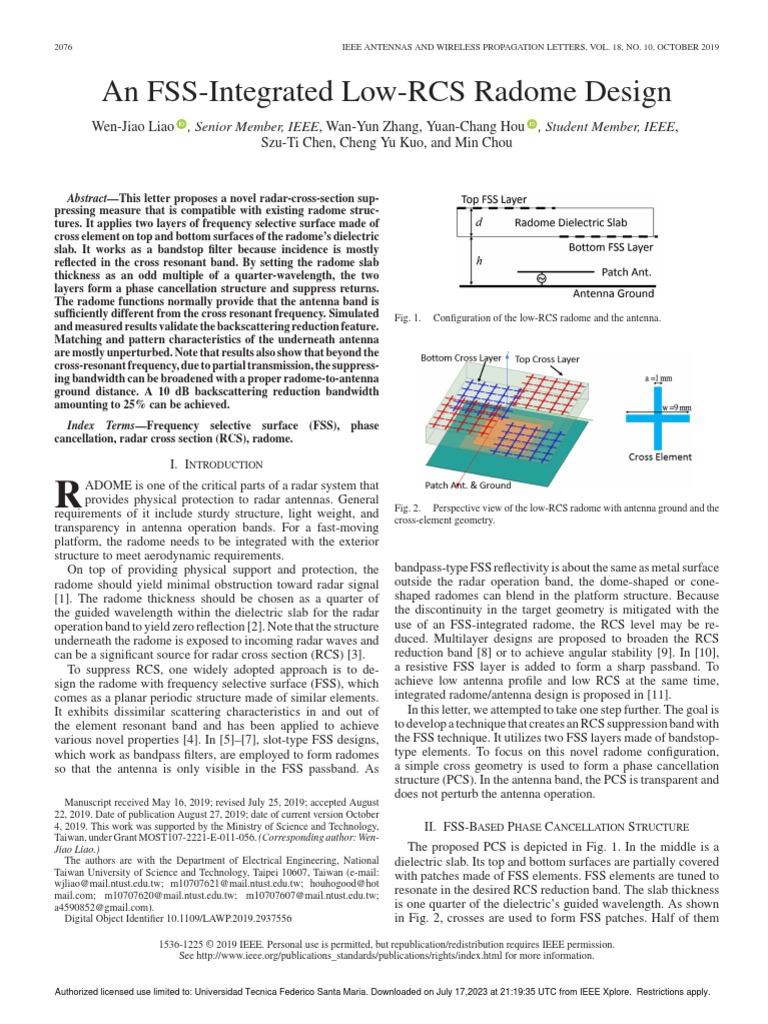 FSS-Integrated Low-RCS Radome Design | PDF | Antenna (Radio) | Radar