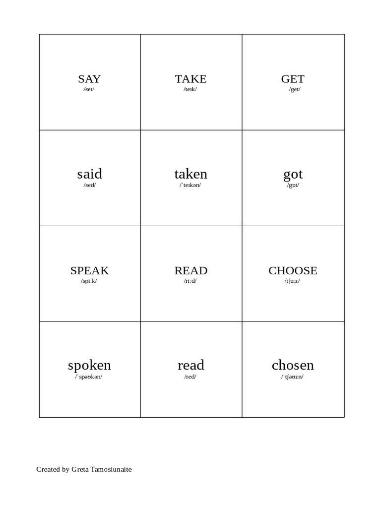 Past Participle Memory Game Worksheet Convert Compress | PDF