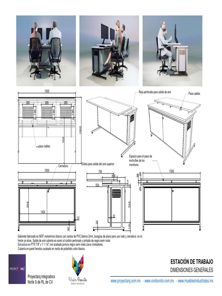 Estación de Trabajo con Pasa Cables y Ventilación | PDF