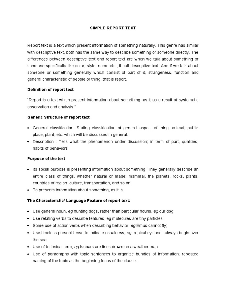 Report 1 (Simple Report Text) Report and Generic Structure | PDF | Orangutan | Elephant