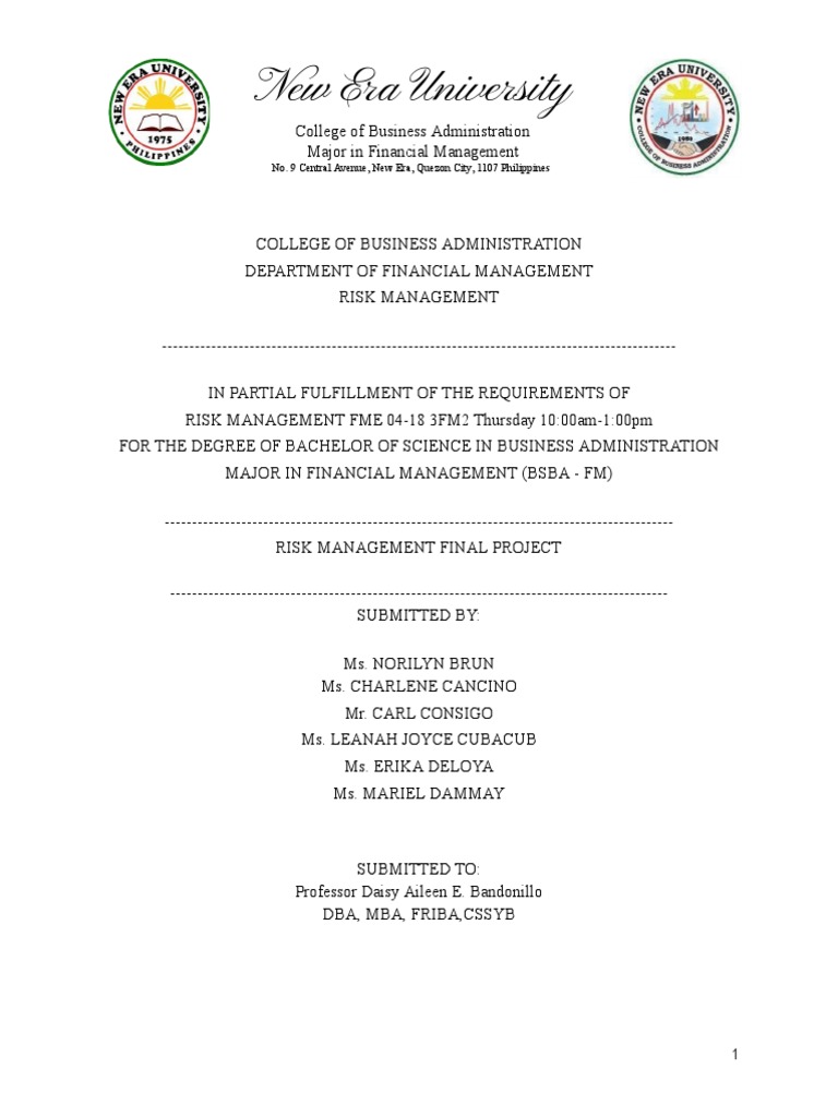 Risk Management Final Project 1 | PDF | Analytics | Risk