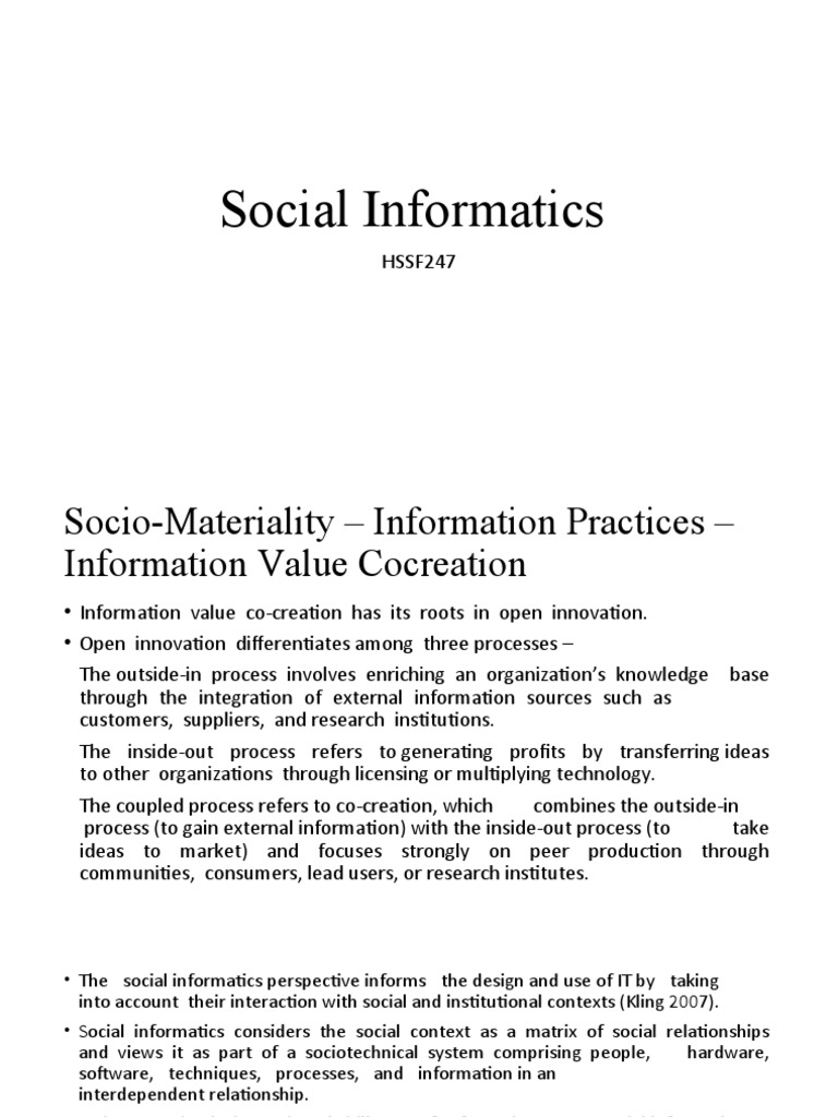 Social Informatics | PDF | Information And Communications Technology ...