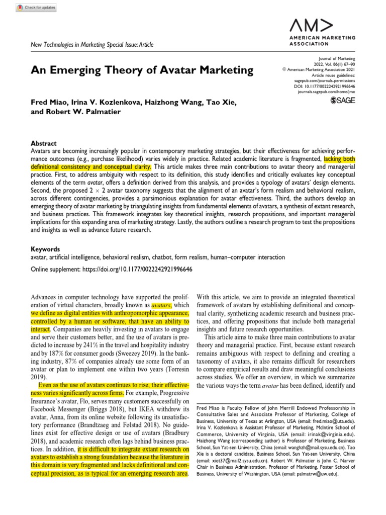 Avatar Marketing Theory and Insights | PDF | Nonverbal Communication ...
