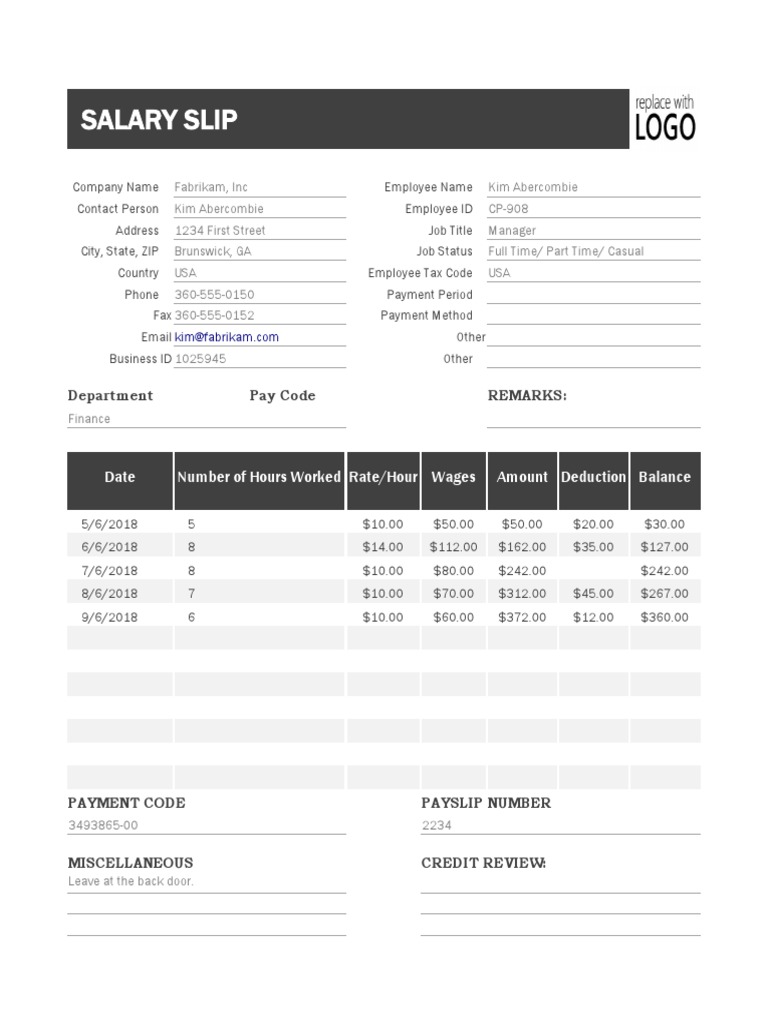 Free Salary Slip Template Online | PDF | Finance & Money Management