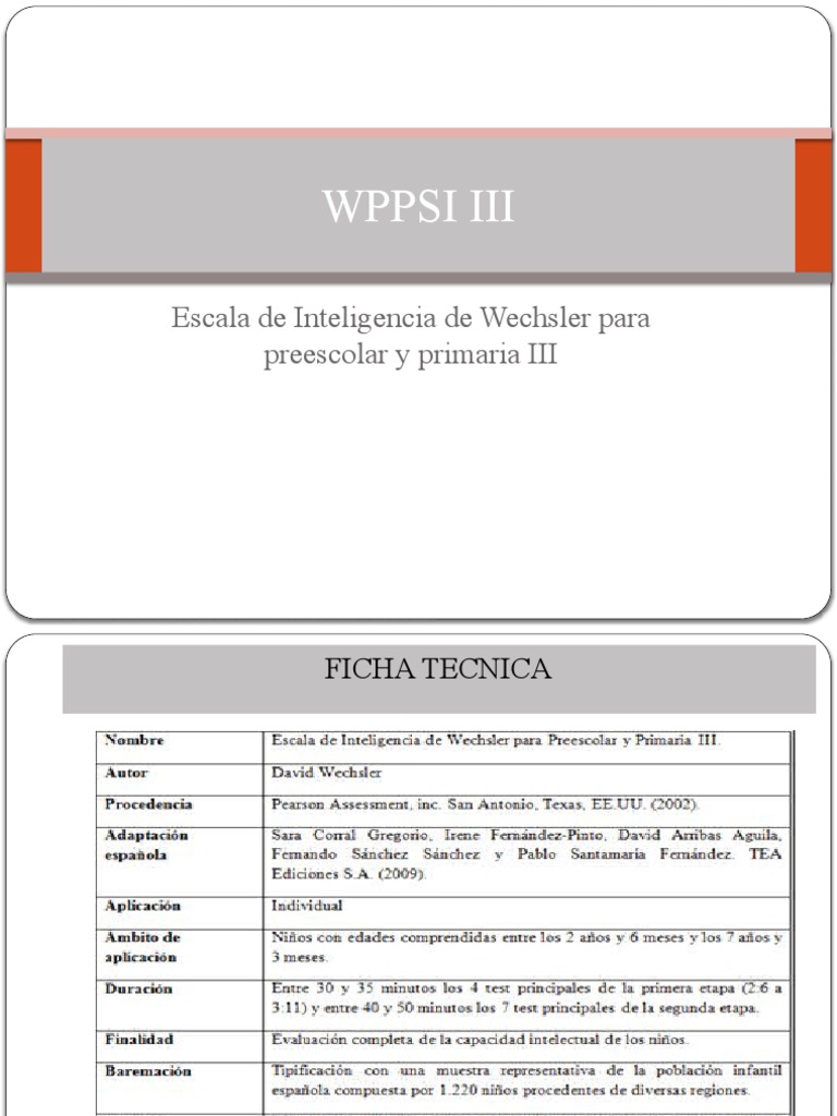Wppsi Iii | PDF | Inteligencia | Cociente de inteligencia