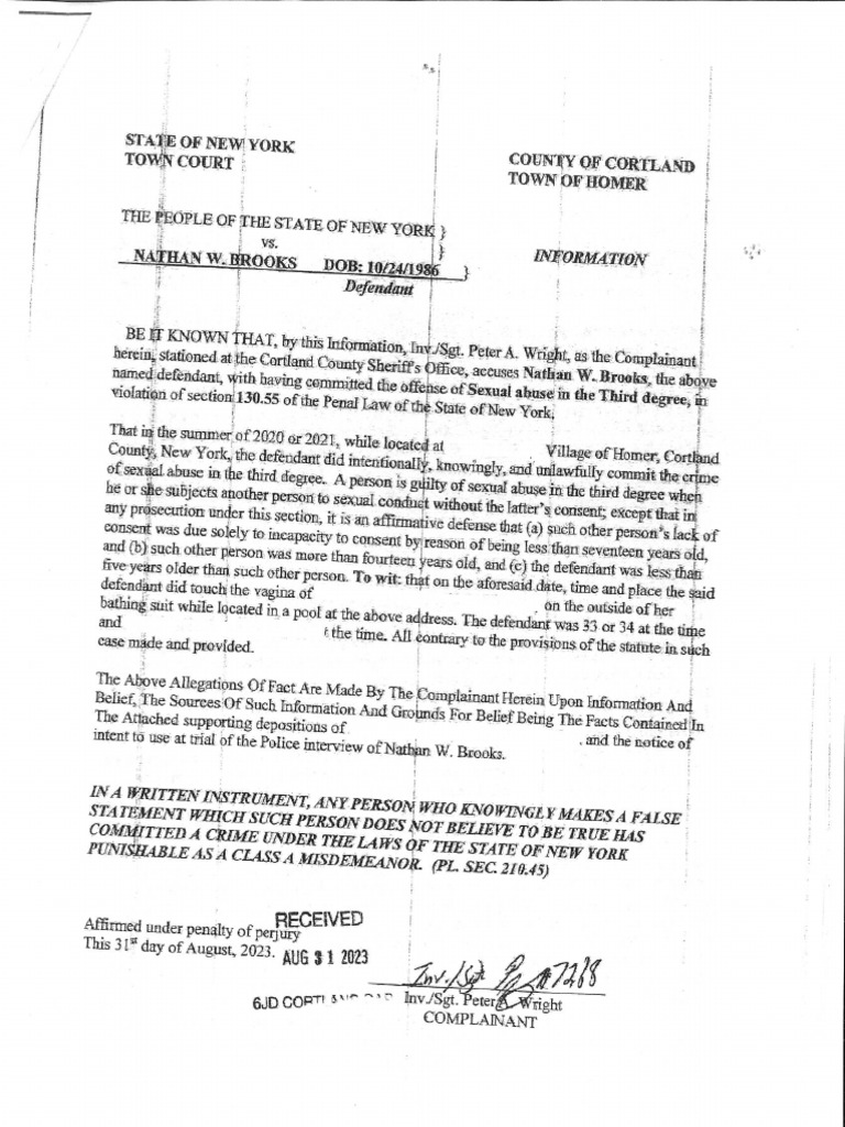 The People of The State of NY V Nathan Brooks | PDF