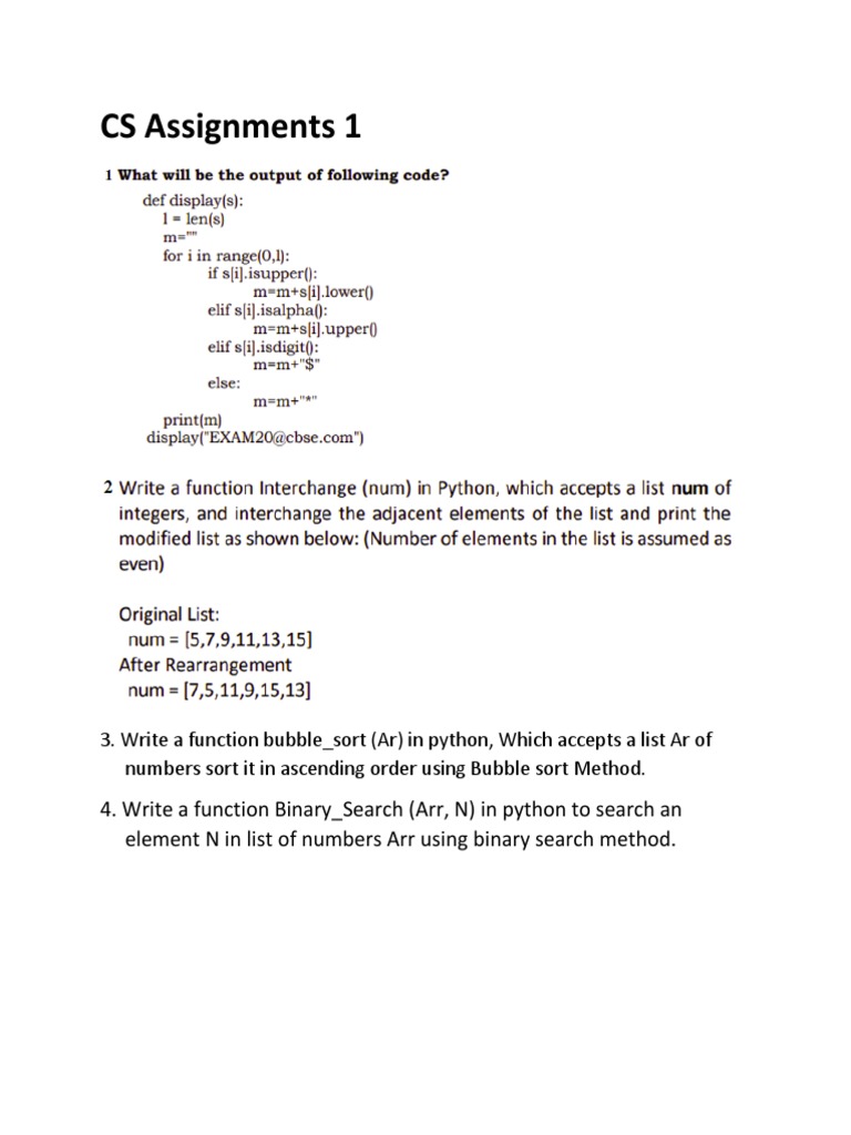 CS Assignments 1 | PDF | Computers