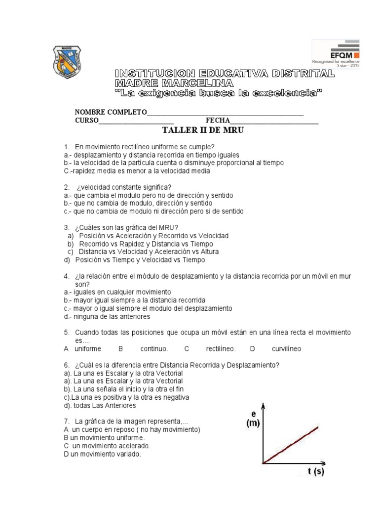 Taller Ii de Mru 2023 | PDF | Aceleración | Velocidad