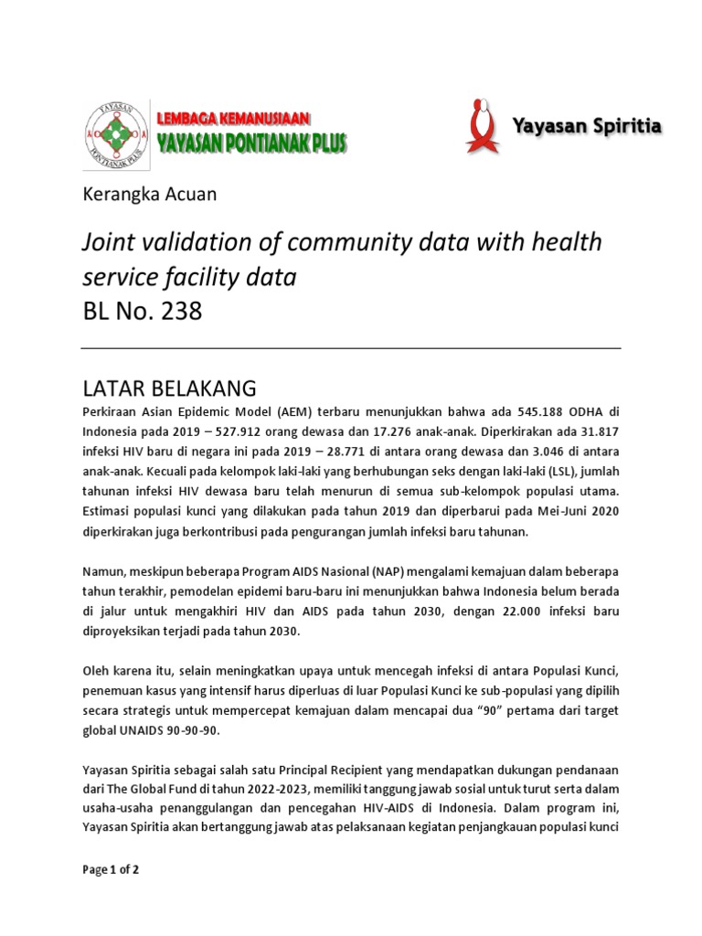 TOR BL-238- Joint Validasi Data - YPP | PDF