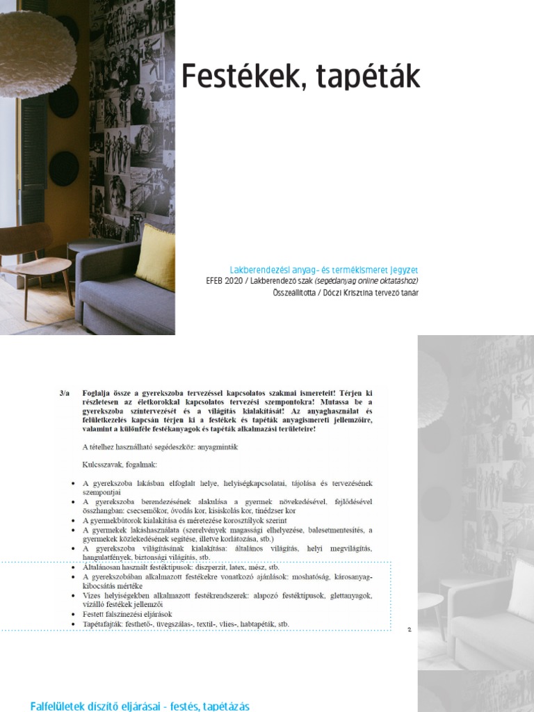 Anyagismeret 03 A FESTEK TAPETA Efeb Lakberendezo 2020 DK | PDF