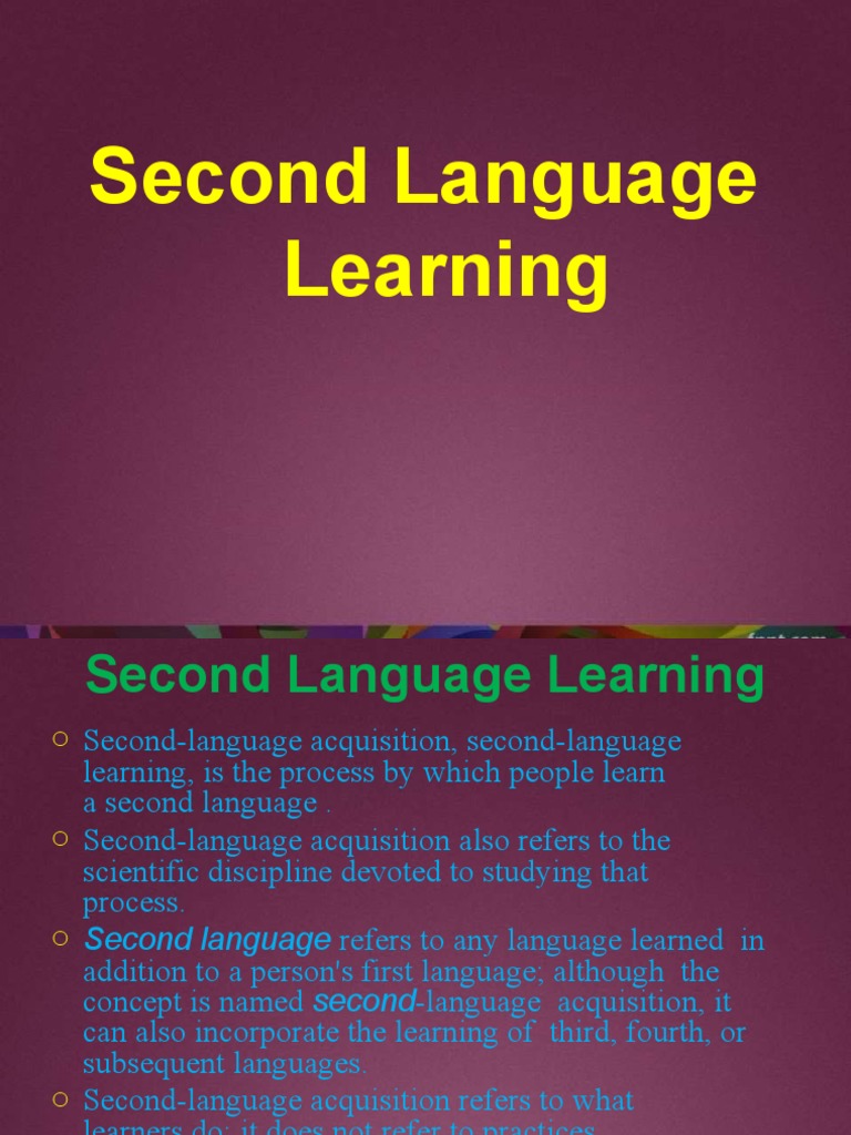 Second Language Learning | PDF | Second Language Acquisition | Applied Psychology