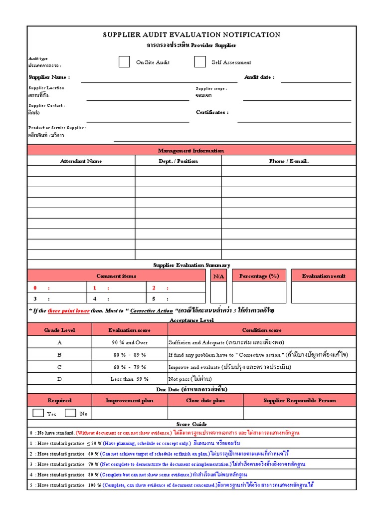 Check Sheet Audit Supplier | PDF