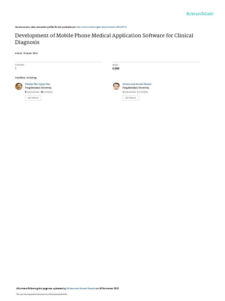 Developmentof Mobile Phone Medical Application Softwarefor Clinical ...