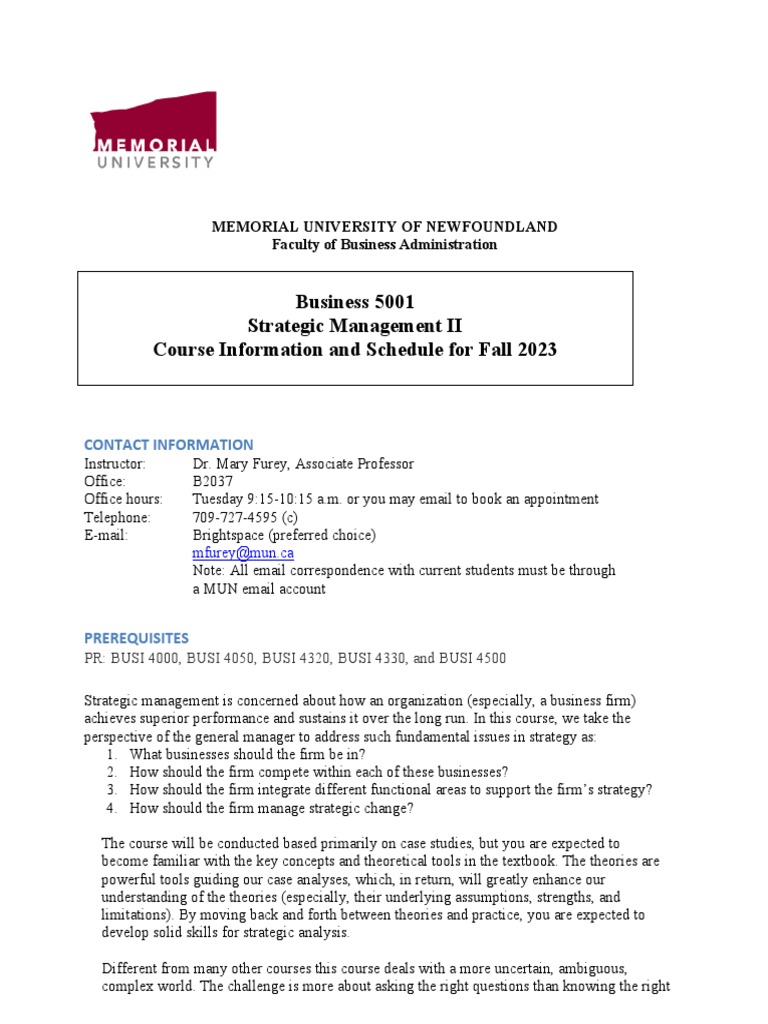 B5001 - Course Outline - Fall-2023 - Inclass | PDF | Academic Dishonesty | Plagiarism