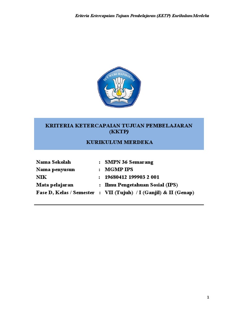 Klas 7 KKTP Kurikulum Merdeka PRT | PDF