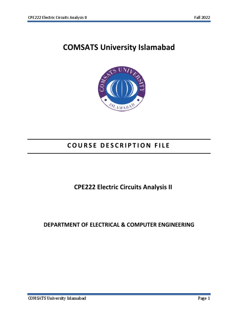 CDF CPE222 Electric Circuits Analysis II | PDF | Ac Power | Electrical Network