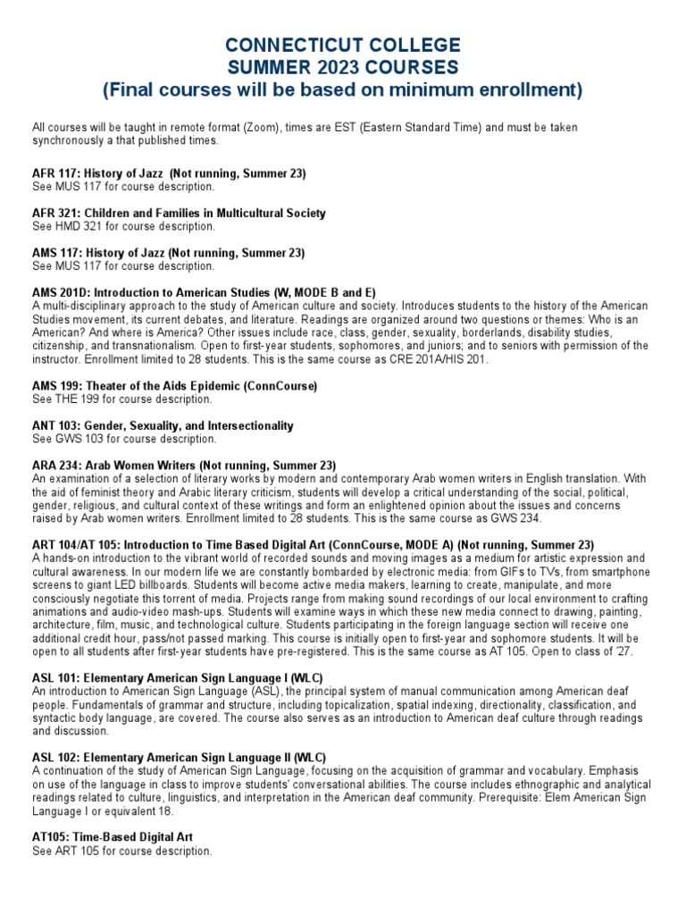 Summer - Courses 2023 Descriptions | PDF | Psychology | Sleep