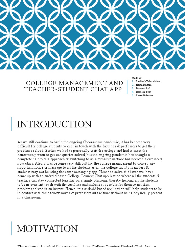 Teacher Student Chatting and College Management Project Presentation ...