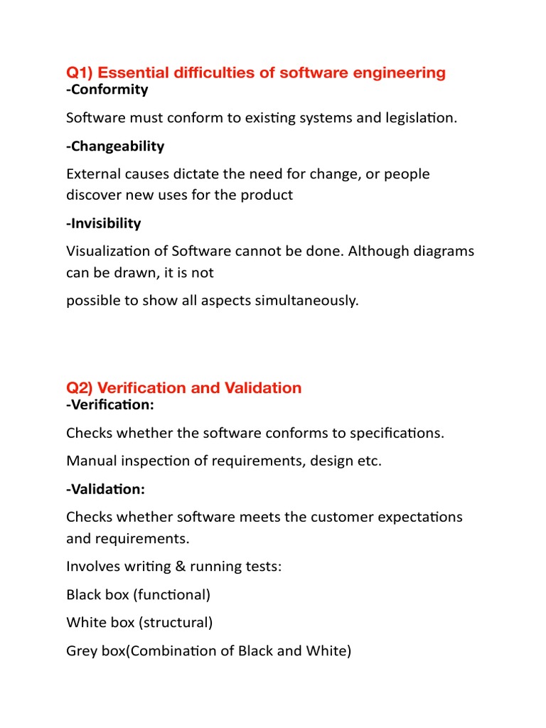 Conformity: Q1) Essential Di Culties of Software Engineering | PDF | Scrum (Software Development ...