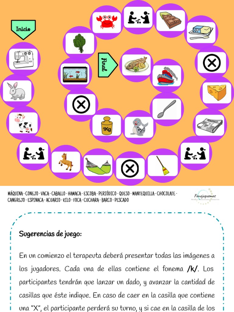 Juego de mesa para fonema /k/ | PDF