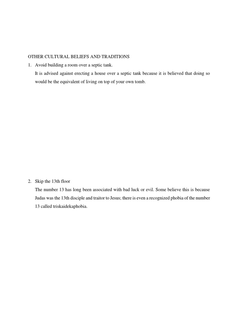 Other Cultural Beliefs and Traditions | PDF