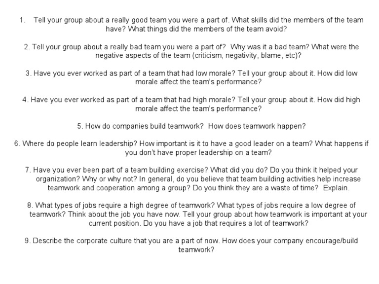 Teamwork Conversation | PDF