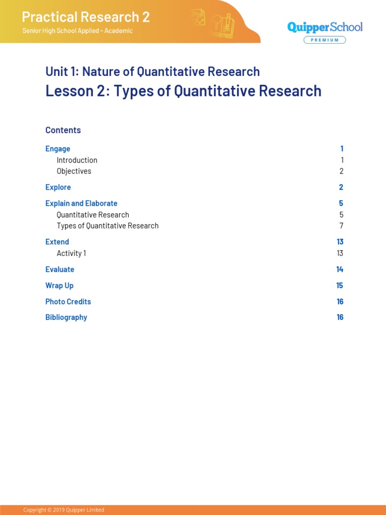 FINAL (SG) - PR2 11 - 12 - UNIT 1 - LESSON 2 - Types of Quantitative Research | PDF | Experiment ...