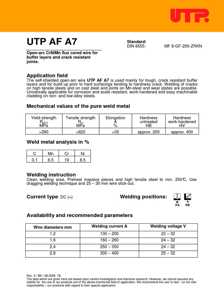 Utp Af A7 | PDF | Welding | Construction