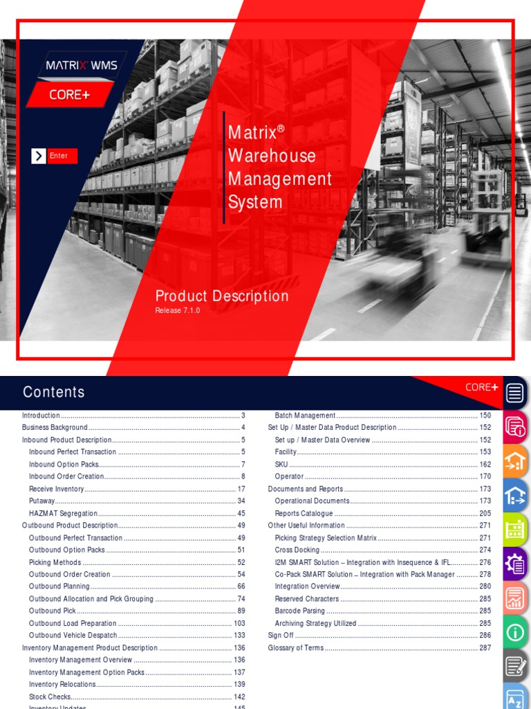 Matrix® WMS CORE+ Product Description | Download Free PDF | Logistics ...